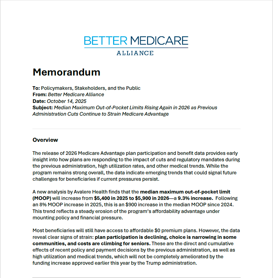 Memo: Analysis of the CMS 2026 Medicare Advantage Landscape File - Better Medicare Alliance